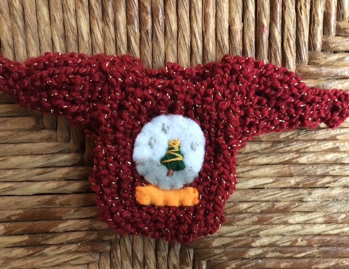 Snow Globe Ornament tiny Christmas sweater ornament with mini | Etsy