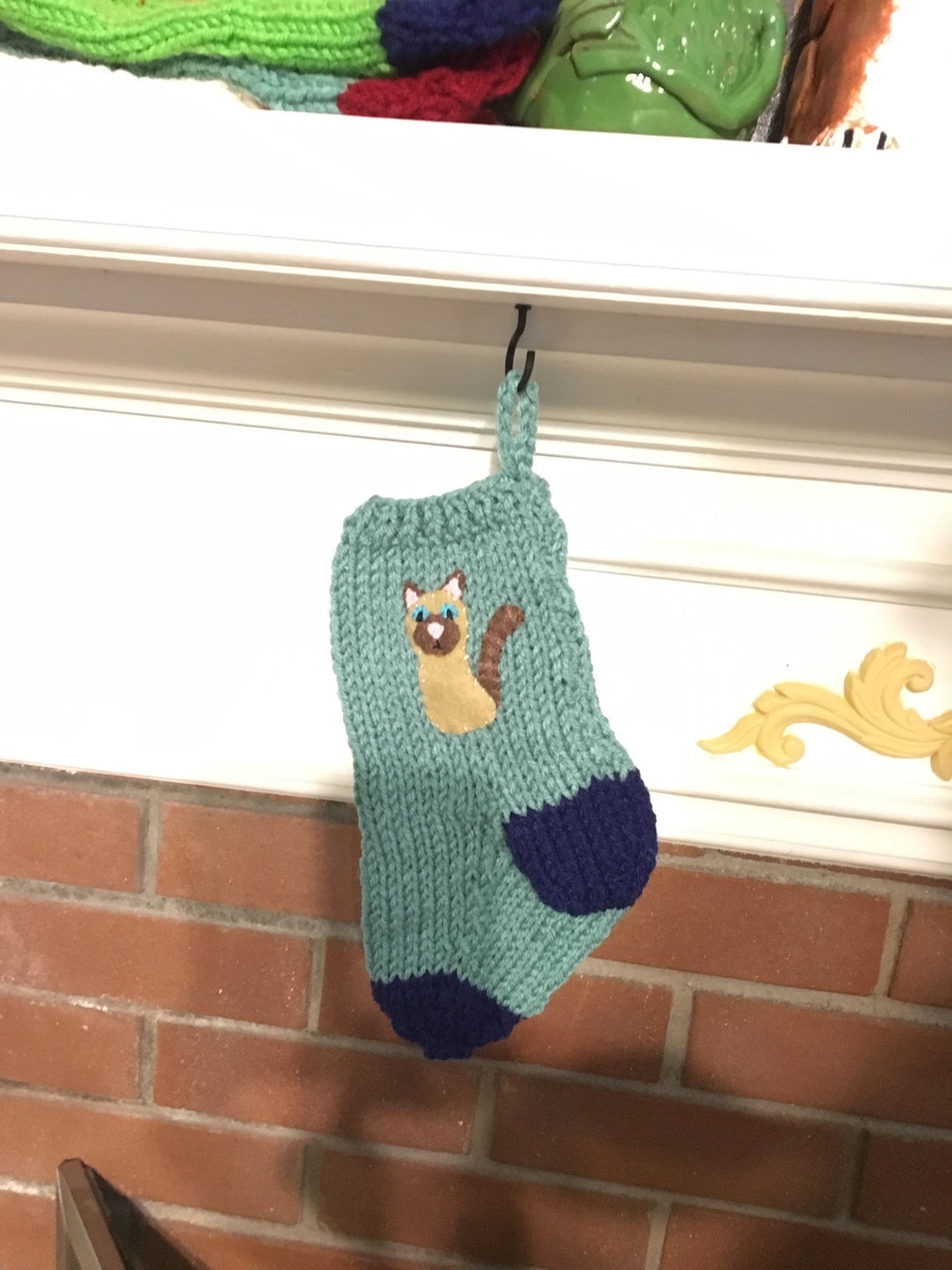 Siamese Cat Christmas Stocking, Handmade Pet Appliqued Stocking - Etsy
