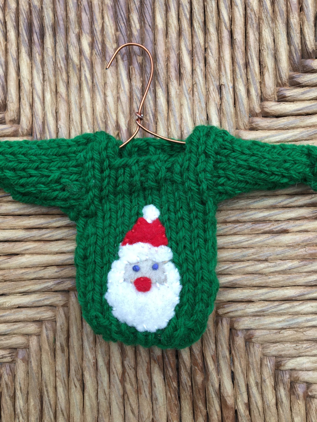 Santa Ornament, Custom Mini Xmas Sweater W Santa Claus Applique ...