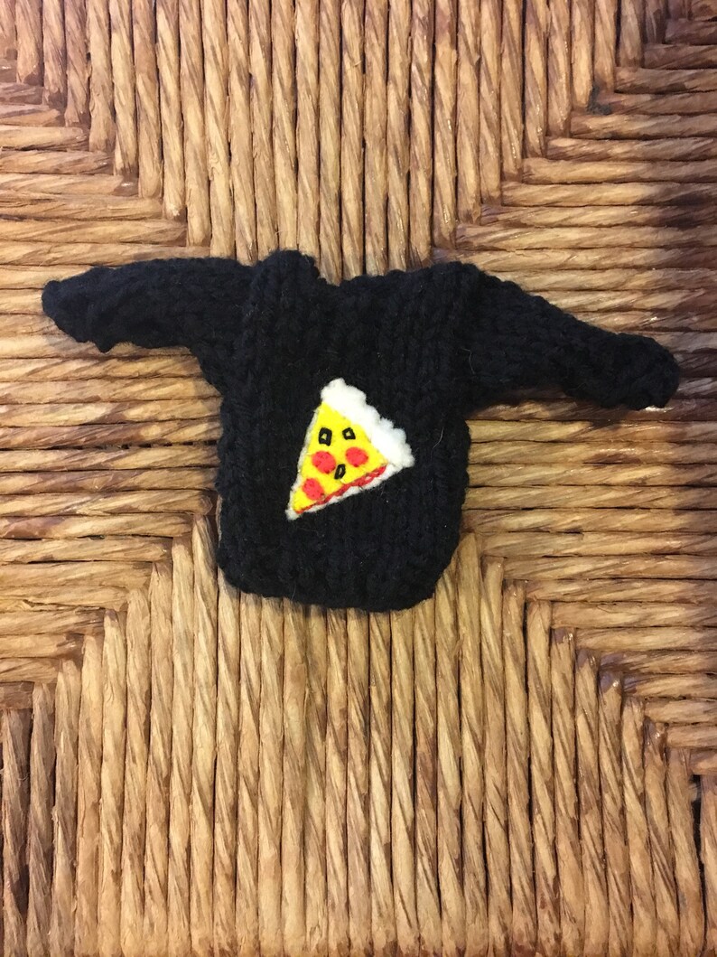 Custom Pizza Ornament Hand-Knit Mini Sweater Ornament w Slice | Etsy