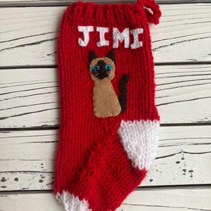 Siamese Cat Christmas Stocking, Handmade Pet Appliqued Stocking - Etsy