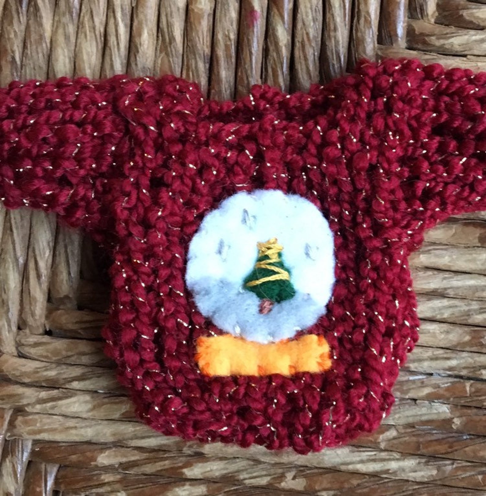 Snow Globe Ornament tiny Christmas sweater ornament with mini | Etsy