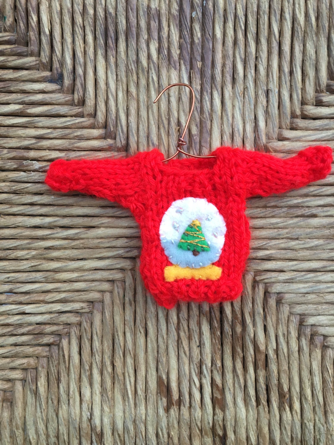 Custom Snow Globe Ornament tiny Christmas sweater ornament w | Etsy