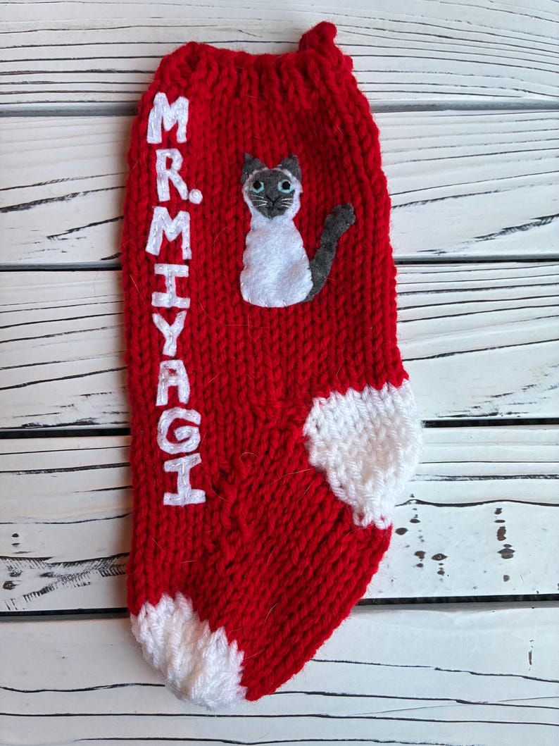 Siamese Cat Christmas Stocking, Handmade Pet Appliqued Stocking - Etsy