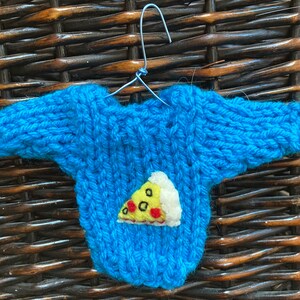 Custom Pizza Ornament, Hand-knit Mini Sweater Ornament W Slice of Pizza ...