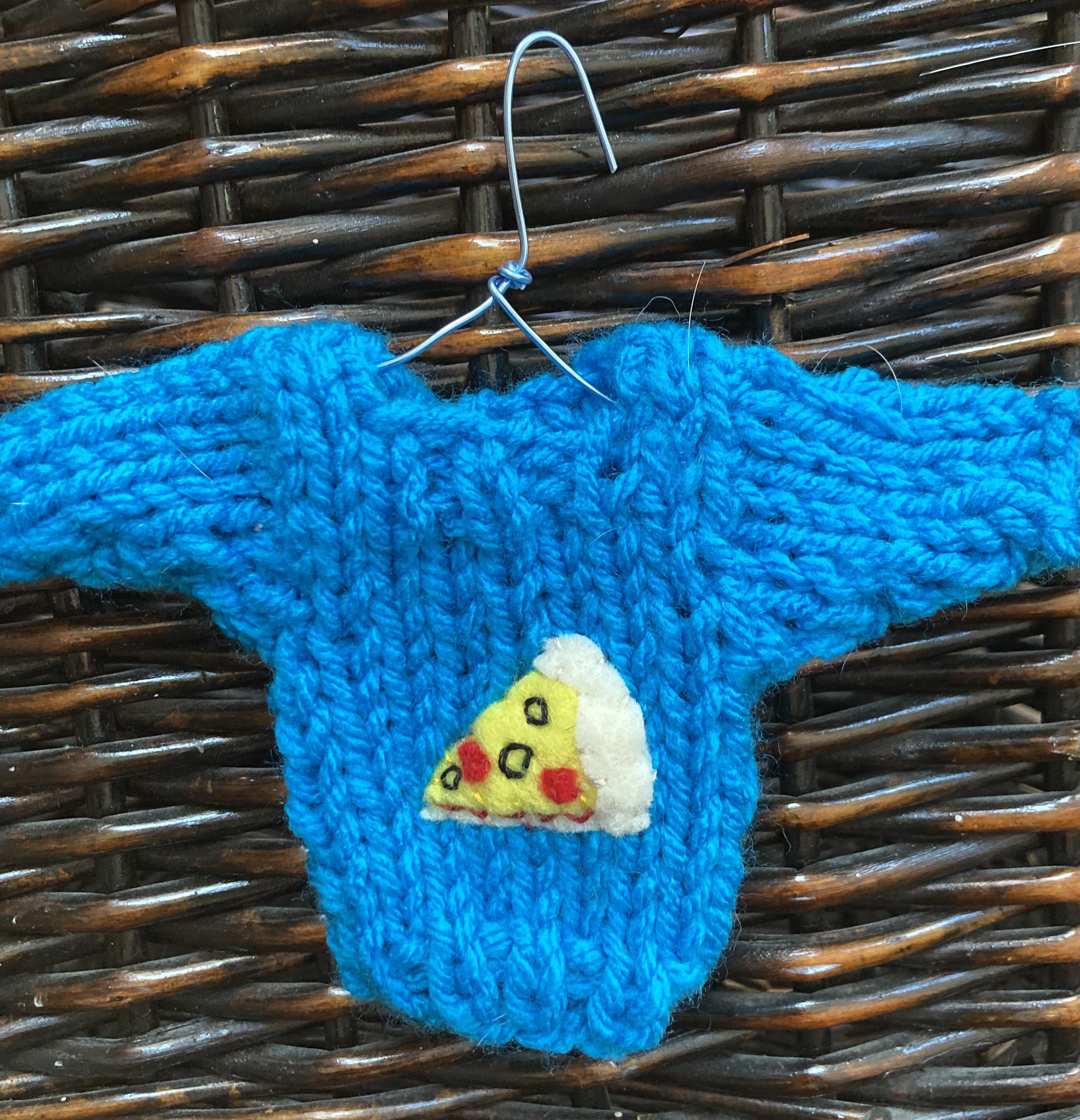 Custom Pizza Ornament Hand-Knit Mini Sweater Ornament w Slice | Etsy