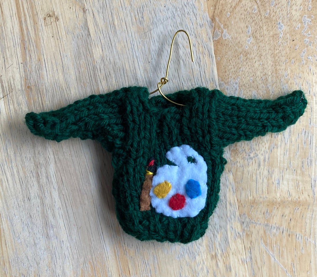 Art Ornament, Mini Sweater Ornaments W Artists Palette, Art Teacher ...