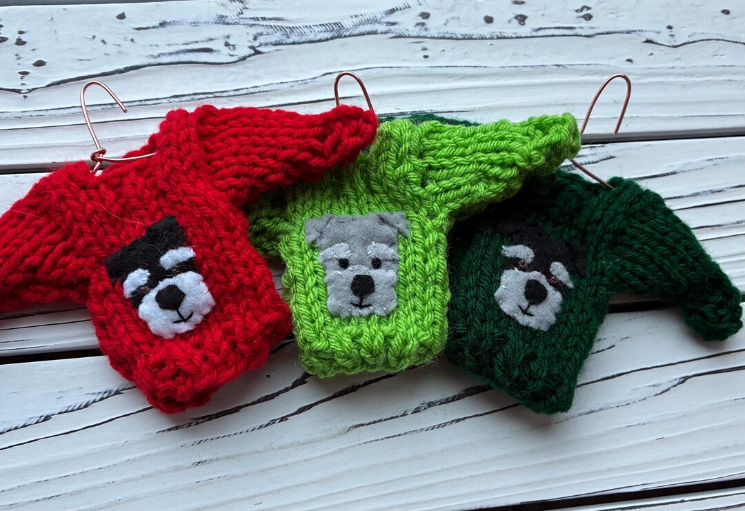 Custom Schnauzer Ornament, Mini Sweater Ornament With Schnauzer Dog ...