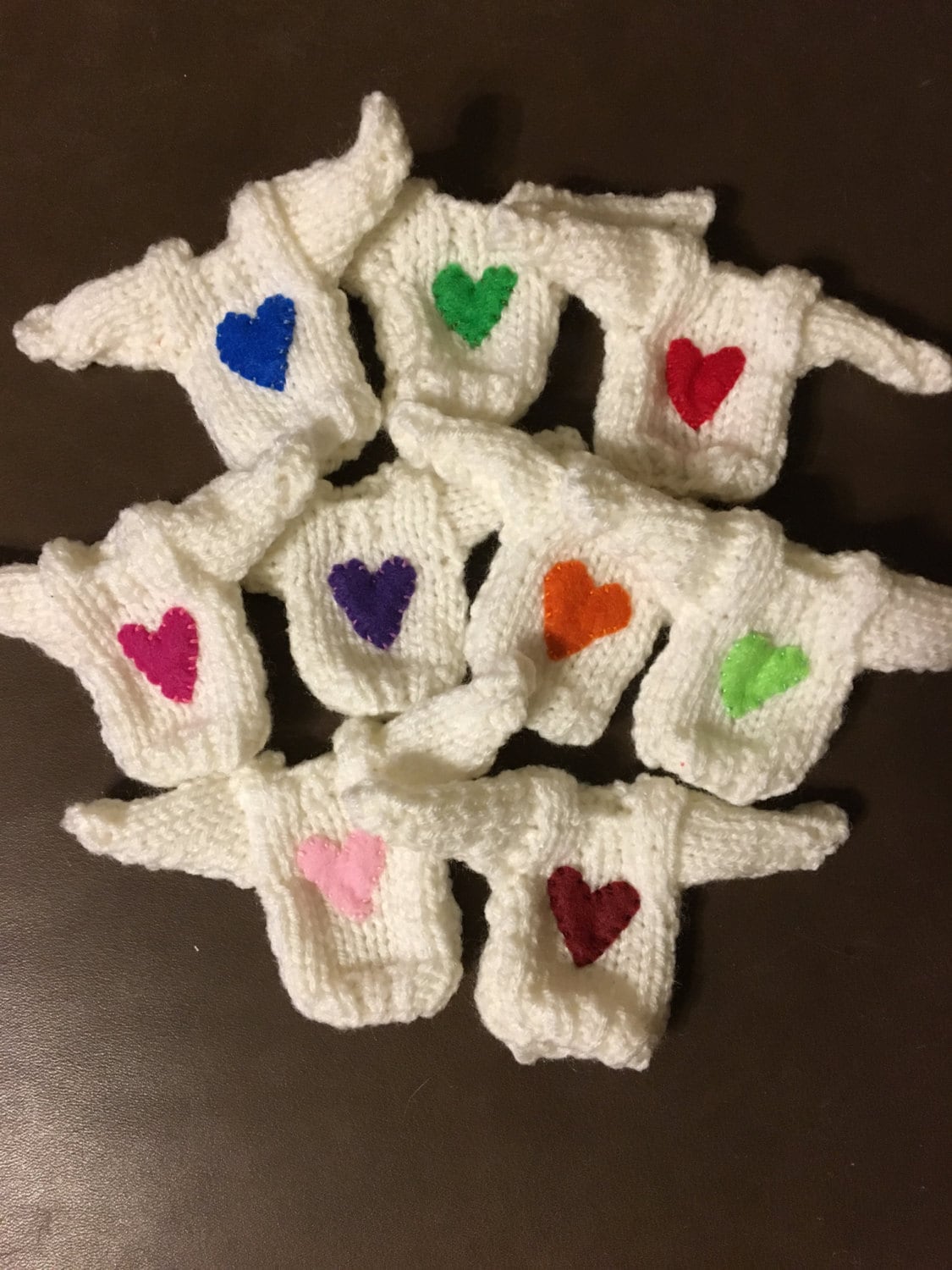 Hand-knit Heart Ornament, Mini Sweater With Heart Applique, Valentines ...