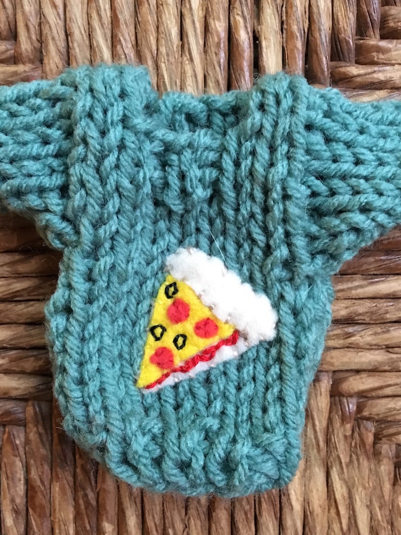 Custom Pizza Ornament Hand-knit Mini Sweater Ornament W Slice | Etsy