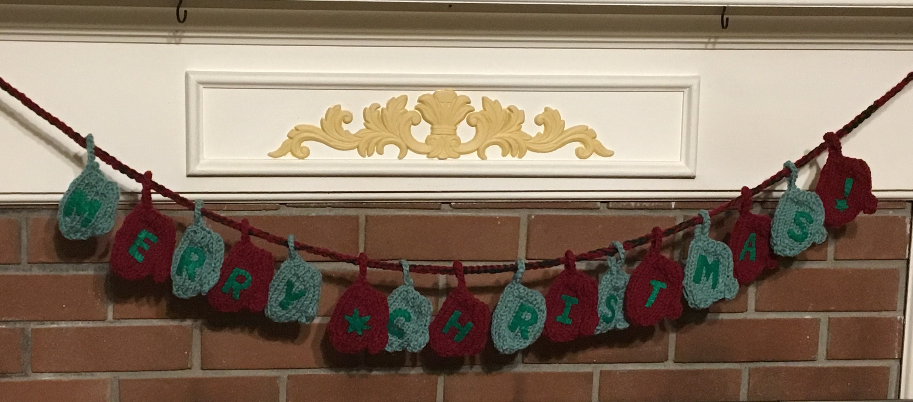 Merry Christmas Garland Mitten Garland w Merry Christmas | Etsy