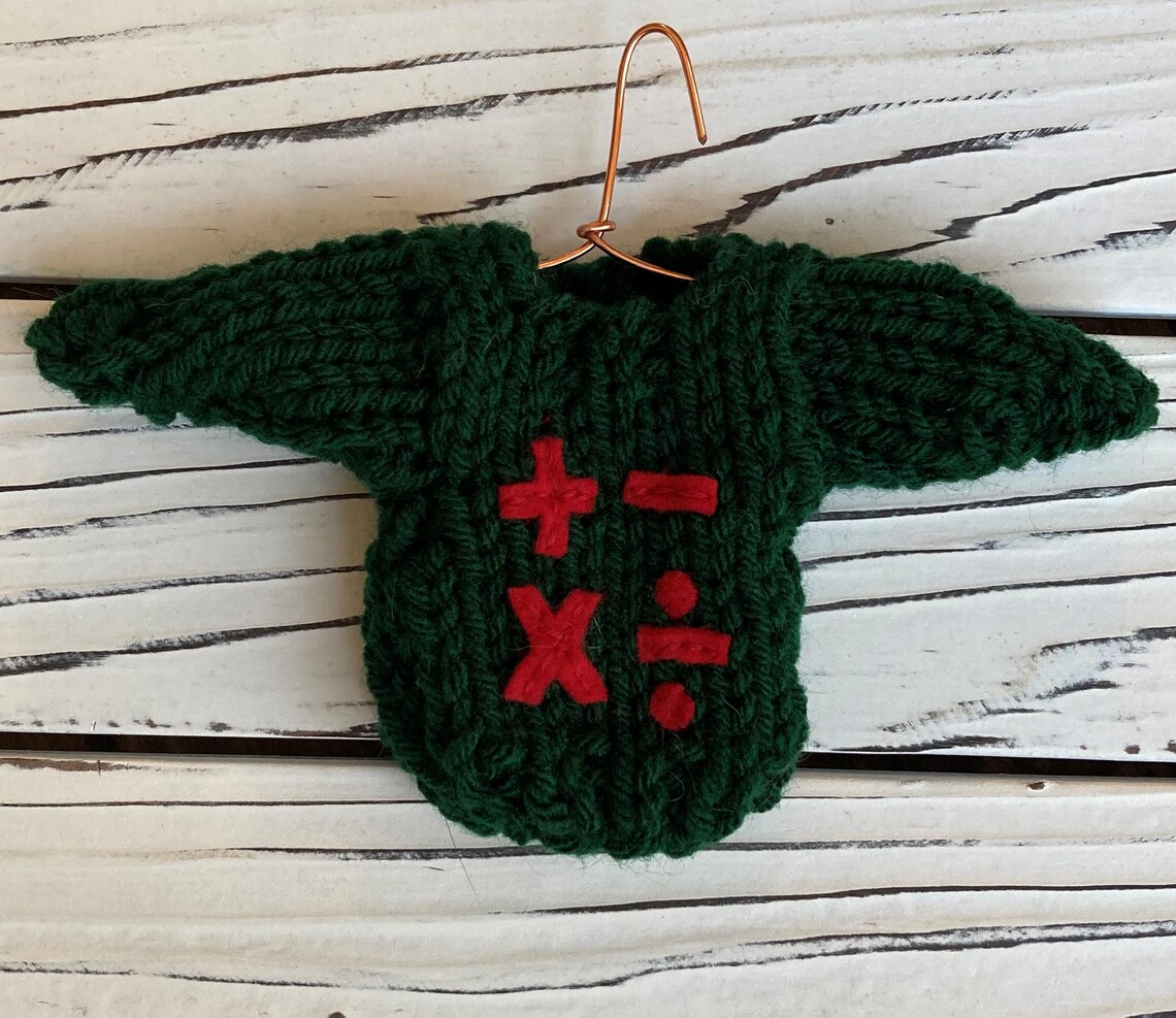 Custom Math Ornament, Tiny Sweater Ornament W Math Signs - Etsy