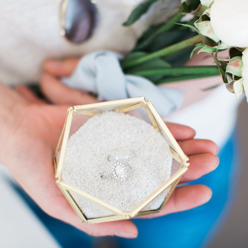 Wedding Ring Box Mini Icosahedron Gold Ring Box | Etsy