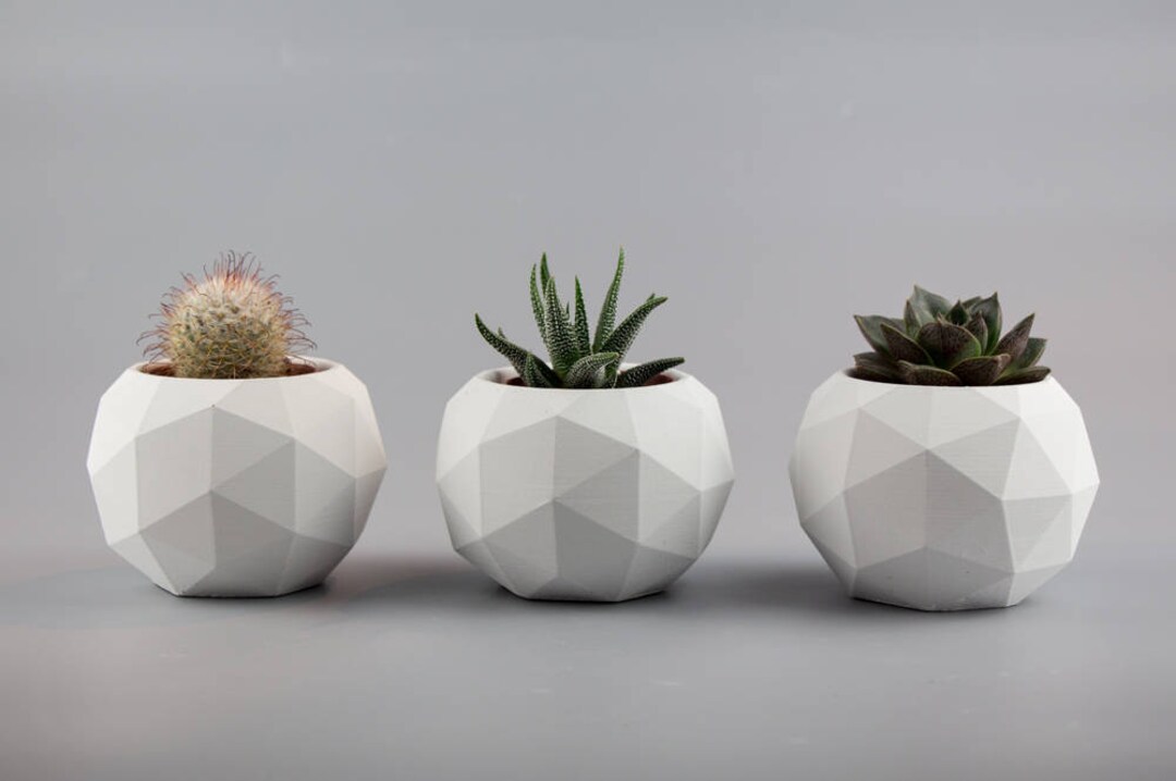 Modern Geometric Concrete Planters - Etsy