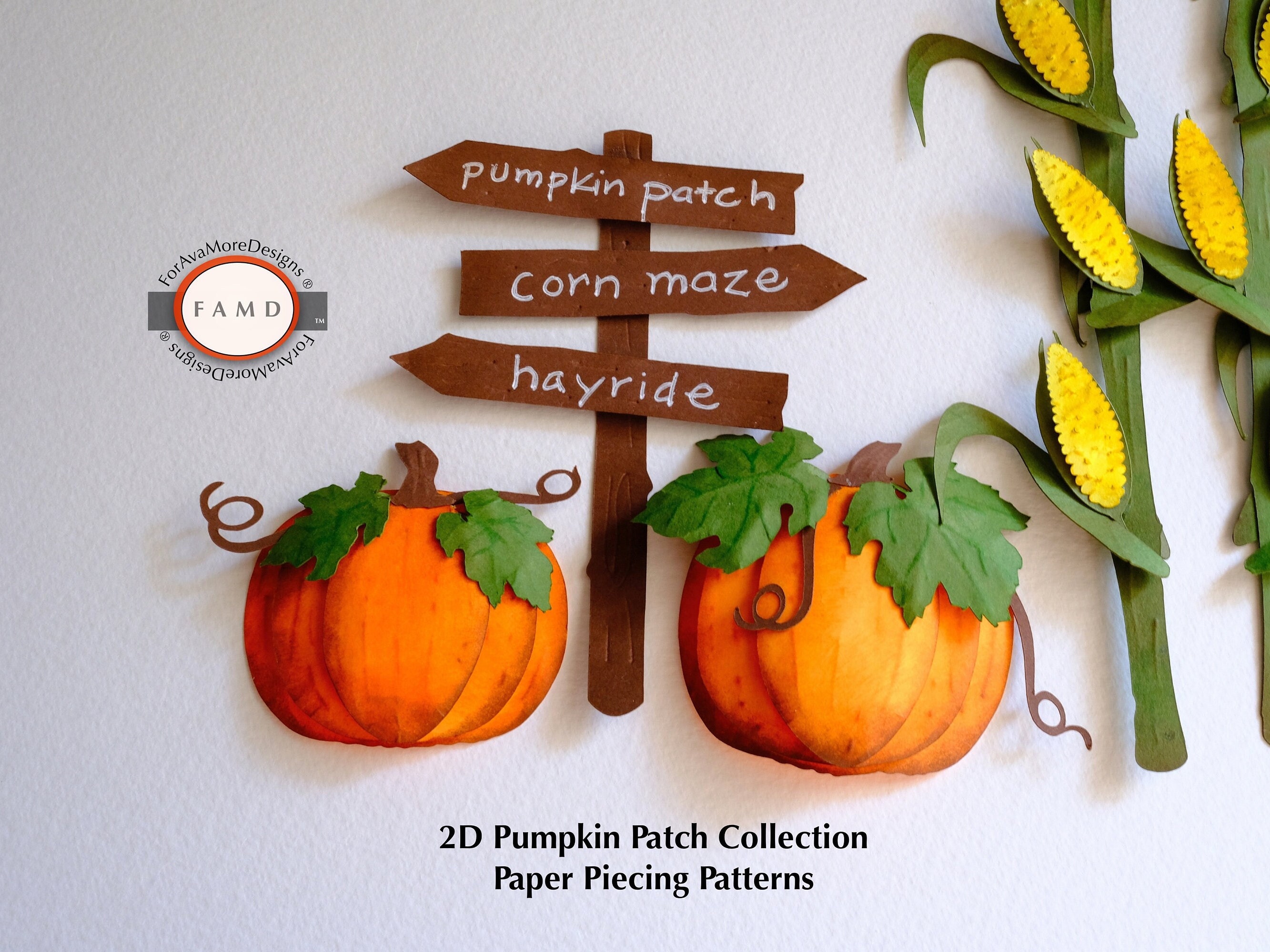 2D Pumpkin Patch Collection SVG Digital Die Cut Paper Piecing Templates ...