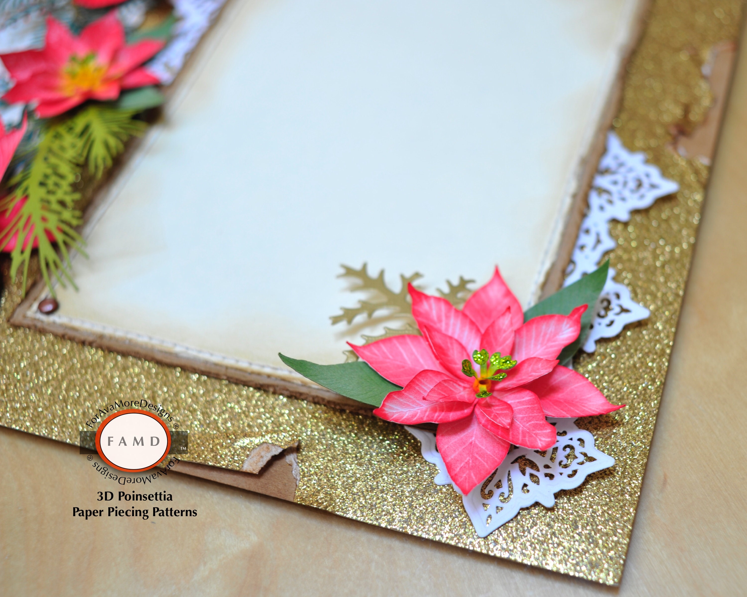 3D Poinsettia Christmas Flower SVG Digital Die Cut Paper Piecing ...