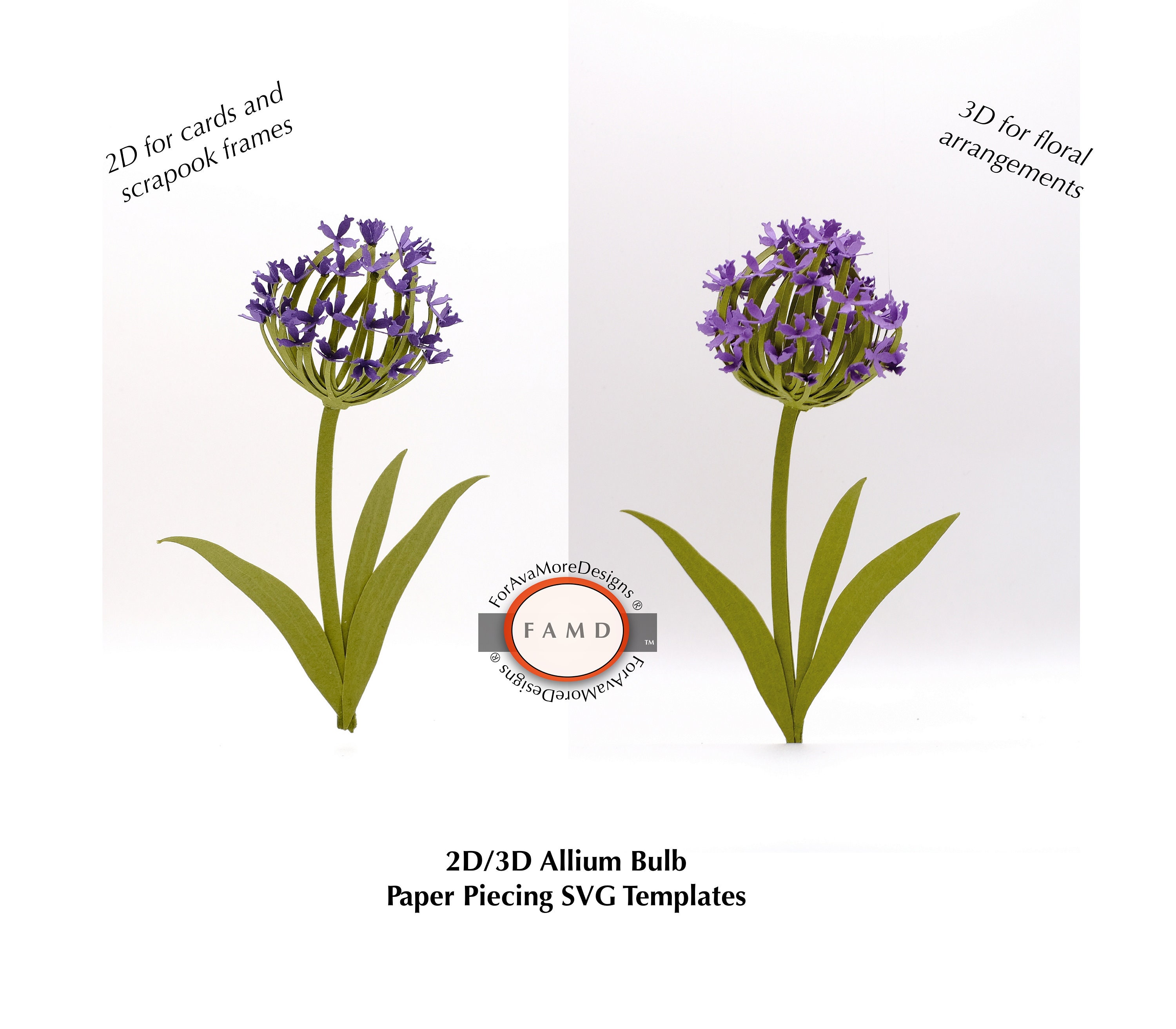 2D/3D Allium Bulb Set SVG Templates for Cricut and Cameo Cutting ...