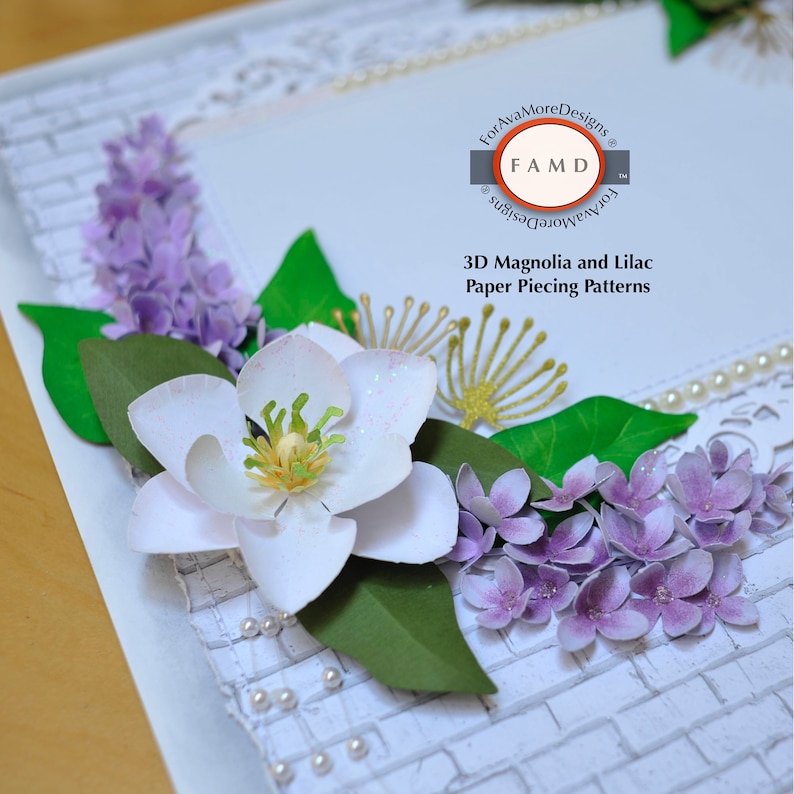 2D Lilac Flowers SVG Digital Die Cut Paper Piecing Pattern for Card ...