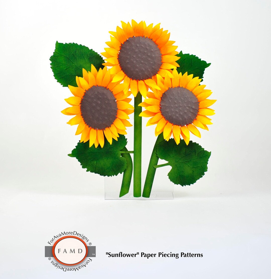 2D 3D Sunflowers SVG Digital Die Cut Paper Piecing Pattern for Card ...