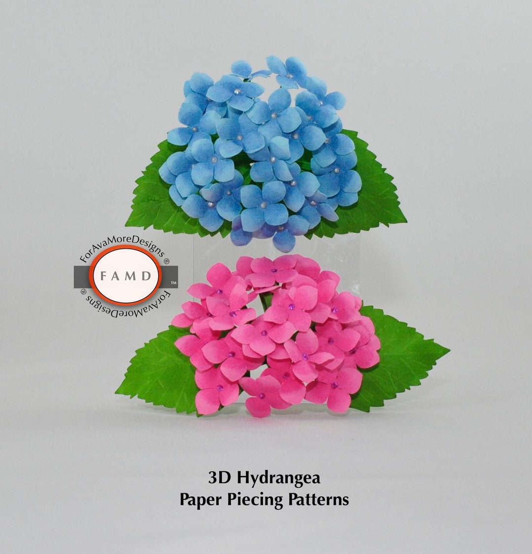2D 3D Hydrangea Flower SVG Digital Die Cut Paper Piecing Patterns for ...