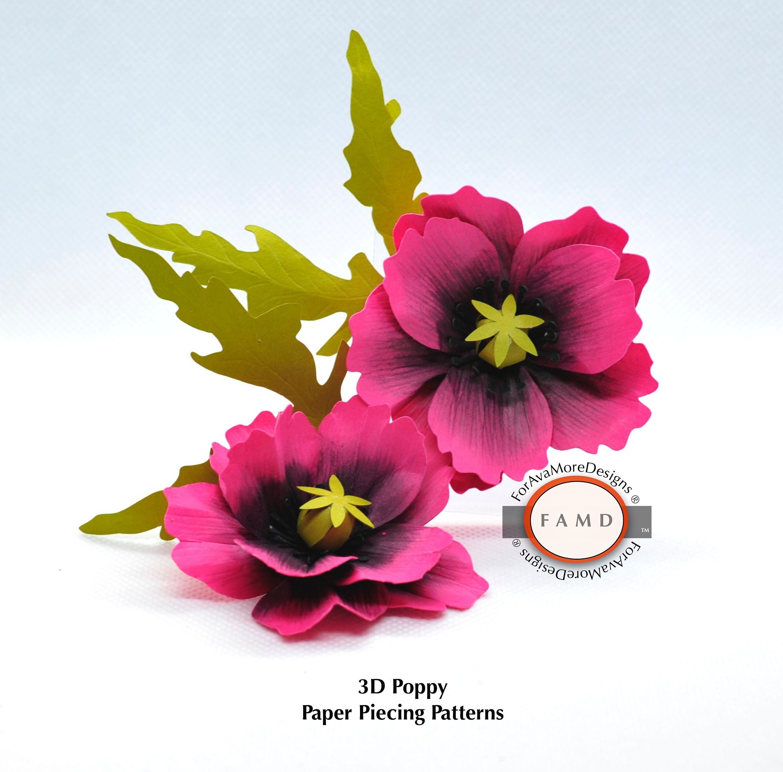 3D Poppy Flowers SVG Digital Die Cut Paper Piecing Pattern for Card ...
