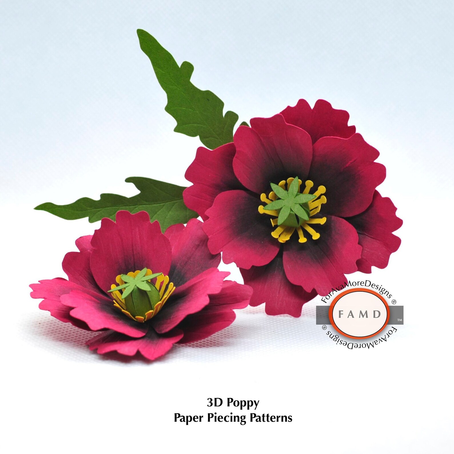 3D Poppy Flowers SVG Digital Die Cut Paper Piecing Pattern for - Etsy