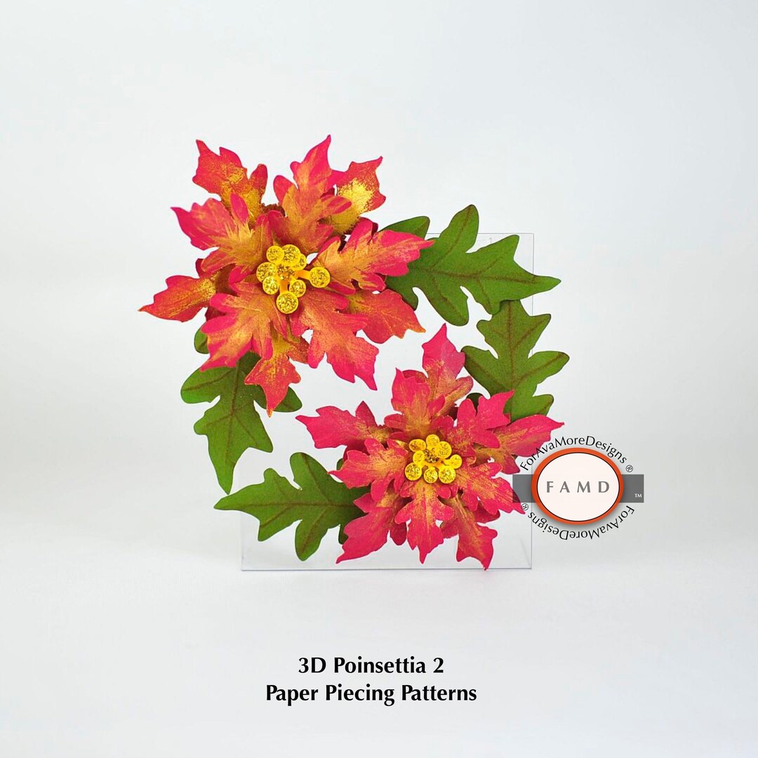 3D Poinsettia 2 Christmas Flower SVG Digital Die Cut Paper Piecing ...