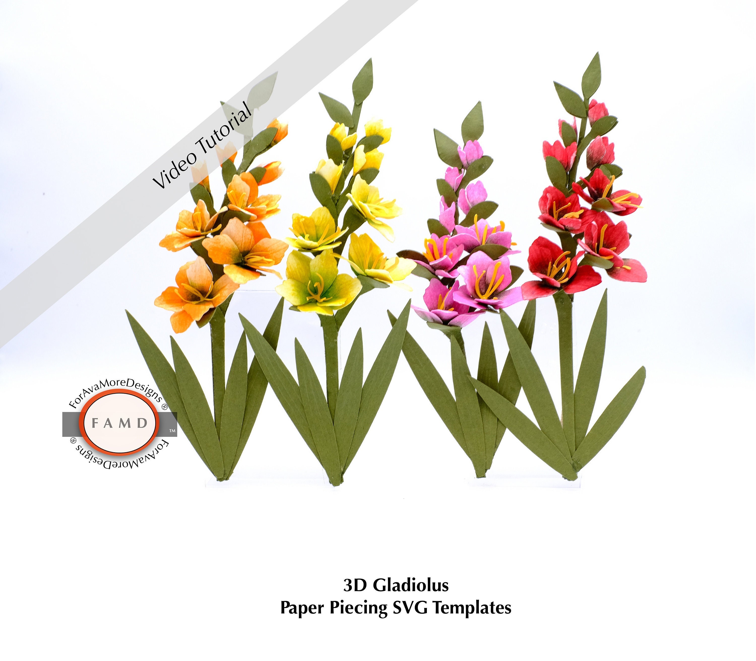 3D Gladiolus SVG Templates for Cricut and Cameo Cutting Machines ...
