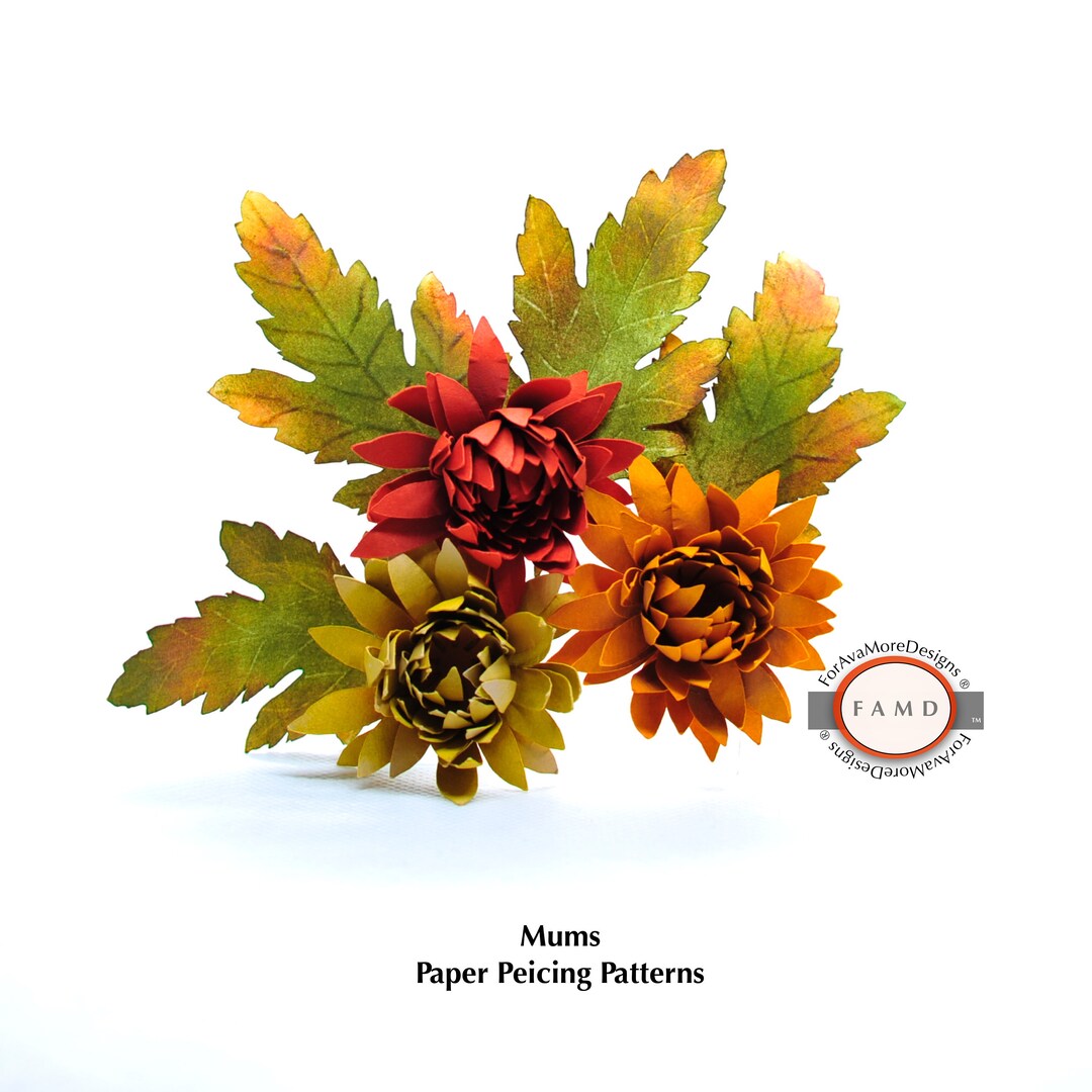 3D Mums Flower SVG Digital Die Cut Paper Piecing Patterns for Cricut ...