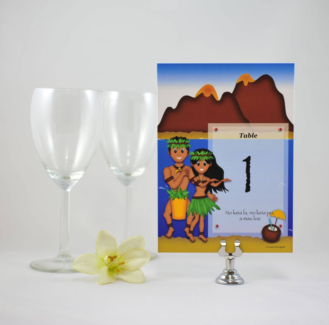 Hawaiian Luau Beach Island Wedding Reception Table Number Cards - Etsy