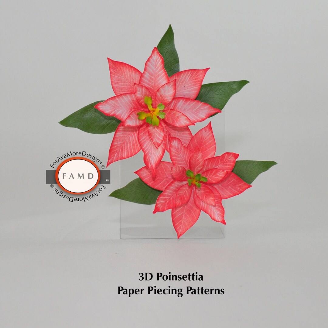 3D Poinsettia Christmas Flower SVG Digital Die Cut Paper Piecing ...