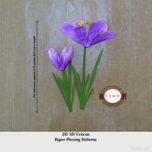 2D 3D Crocus Flower SVG Digital Die Cut Paper Piecing Pattern for Card ...