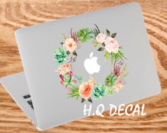 Floral laptop decal | Etsy