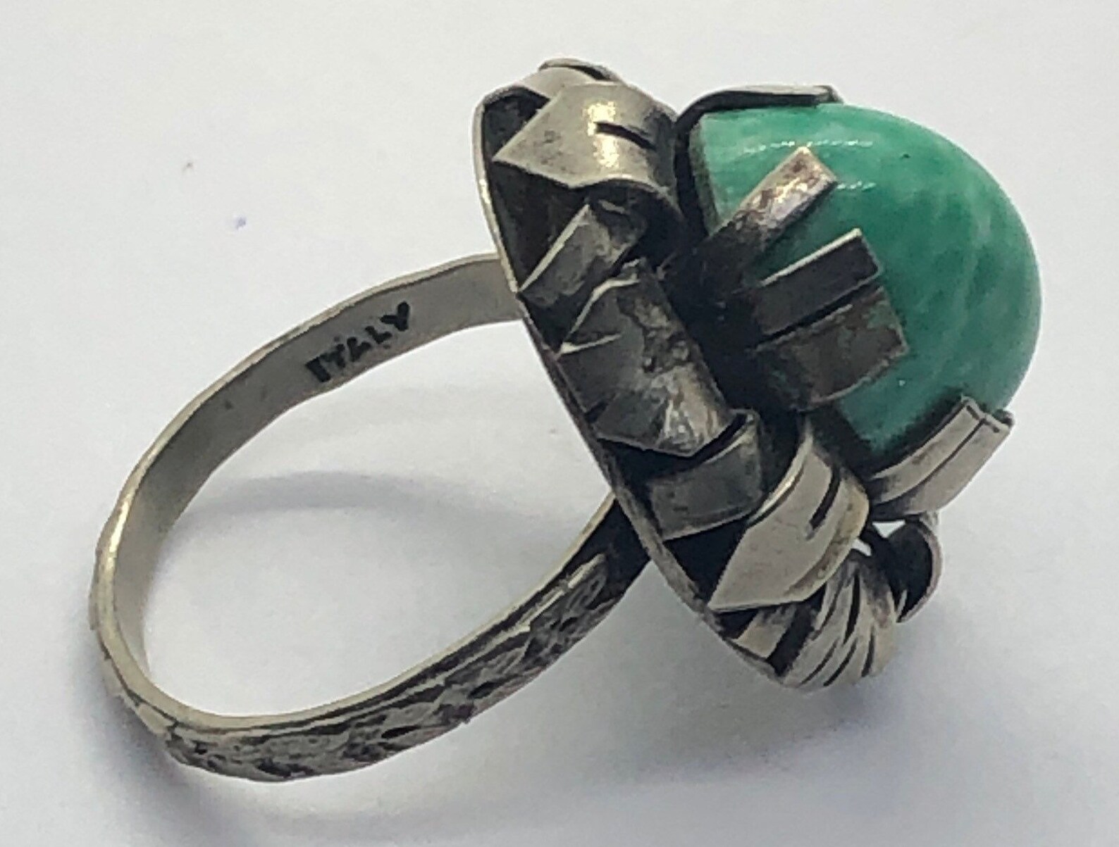 Stunning Silver Ring Signed Italy With A Green Larimar Stone Stone or ...
