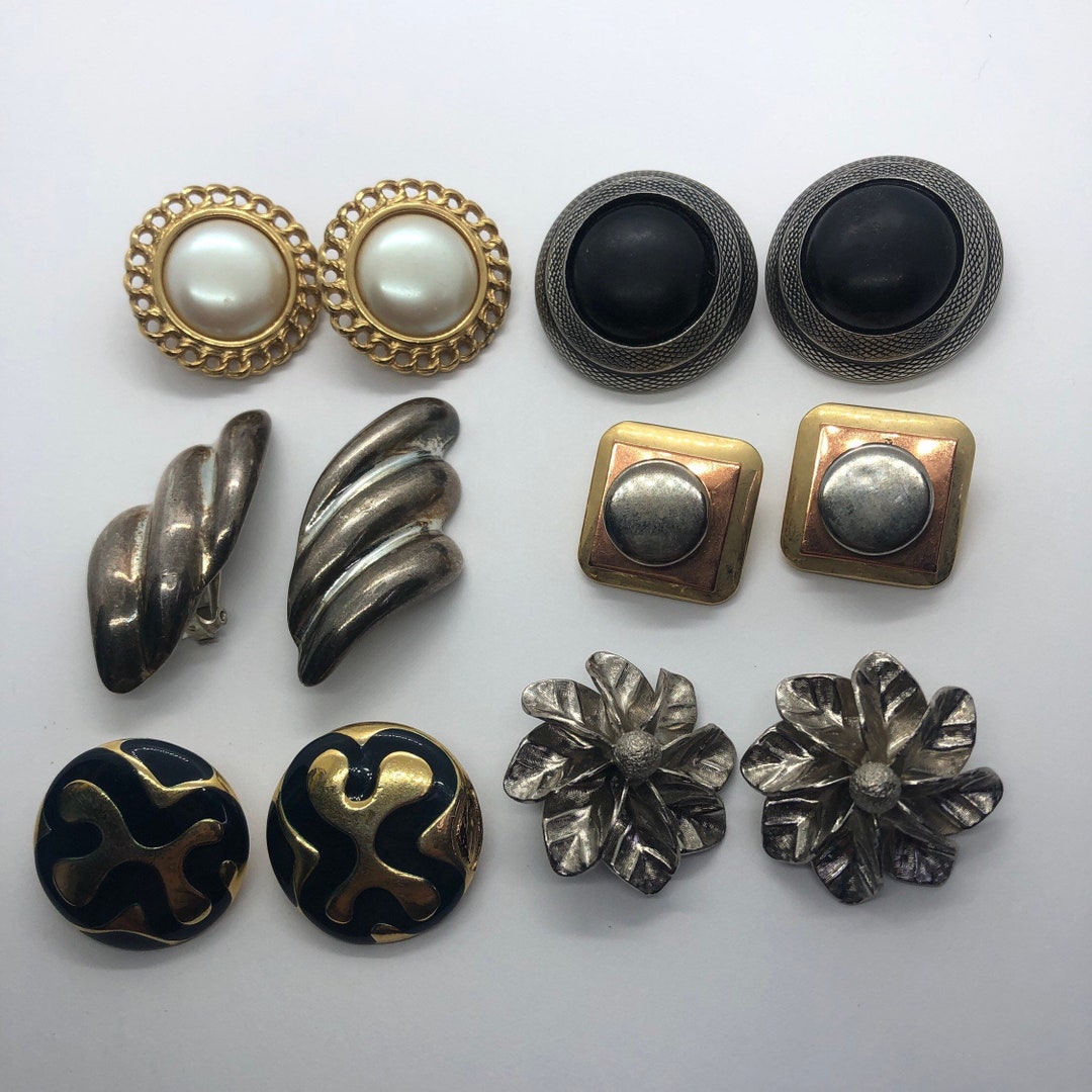 Vintage Large Clip on Earrings, Lot of 6 Clip Ons, 2 Pairs of Monet ...
