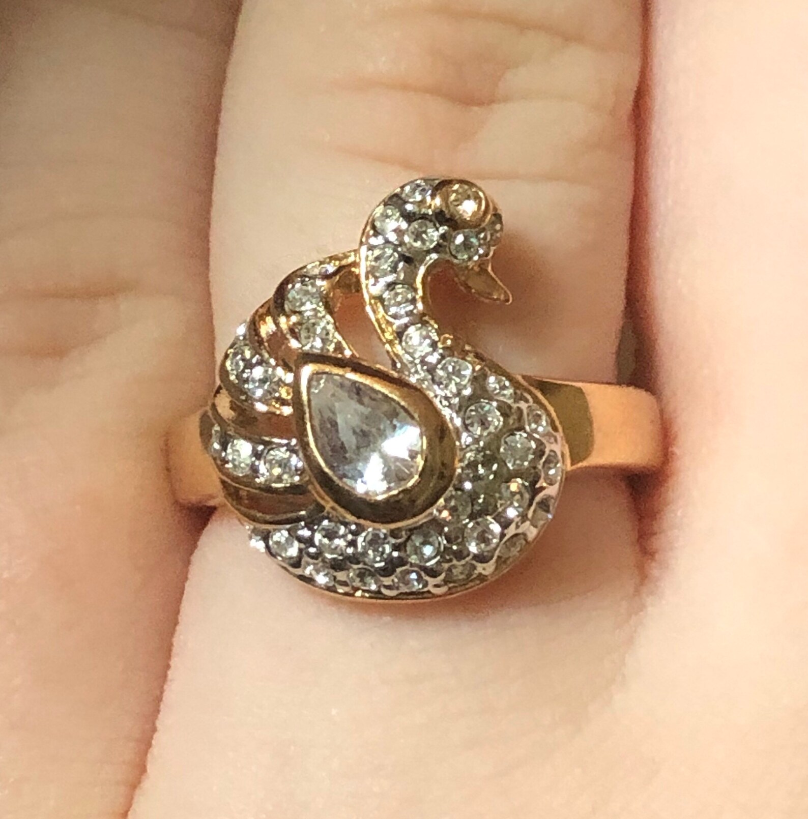 Beautiful Crystal Swan Ring Swan Ring Size 6 Costume Jewelry | Etsy