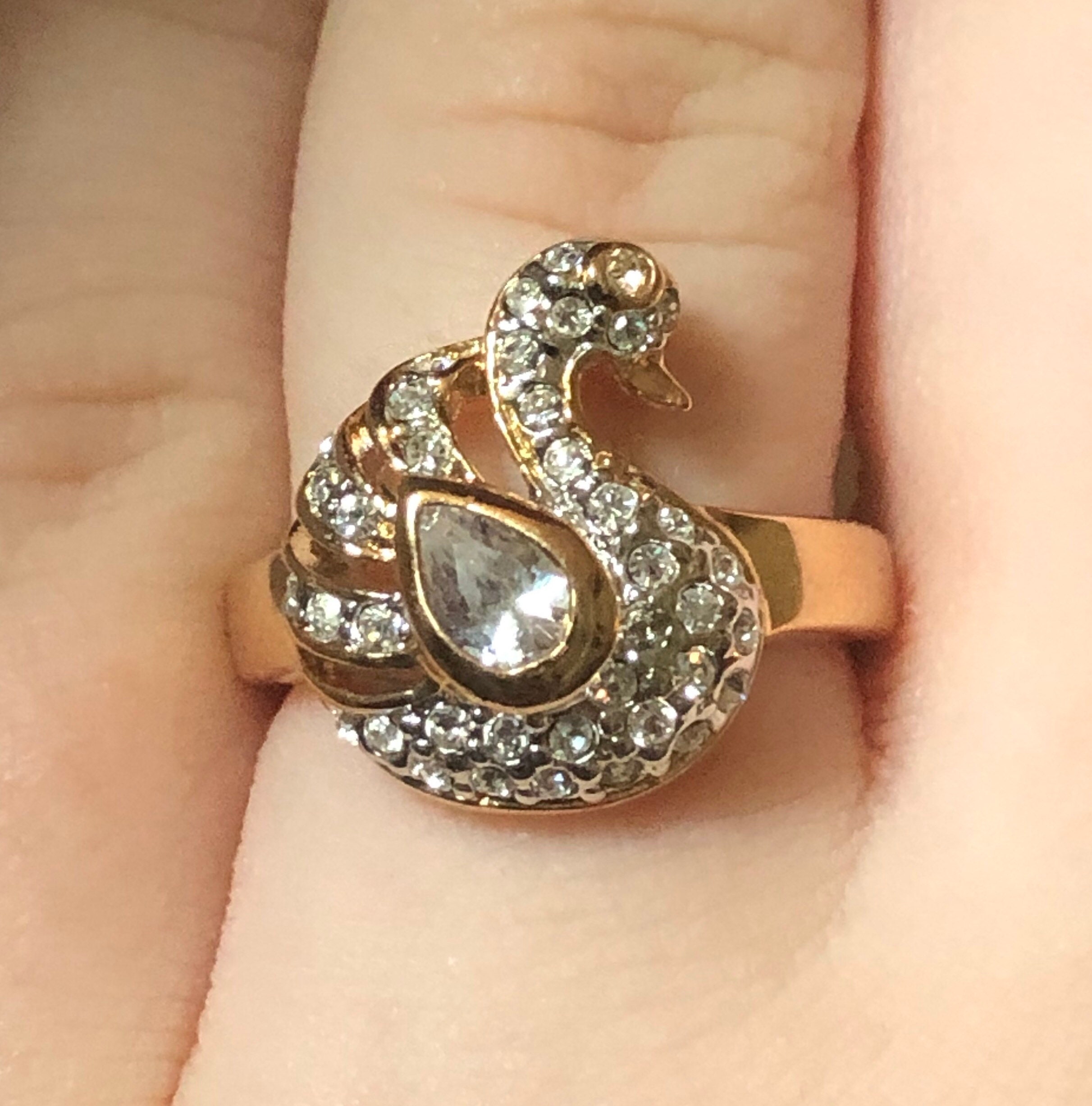 Beautiful Crystal Swan Ring Swan Ring Size 6 Costume Jewelry | Etsy