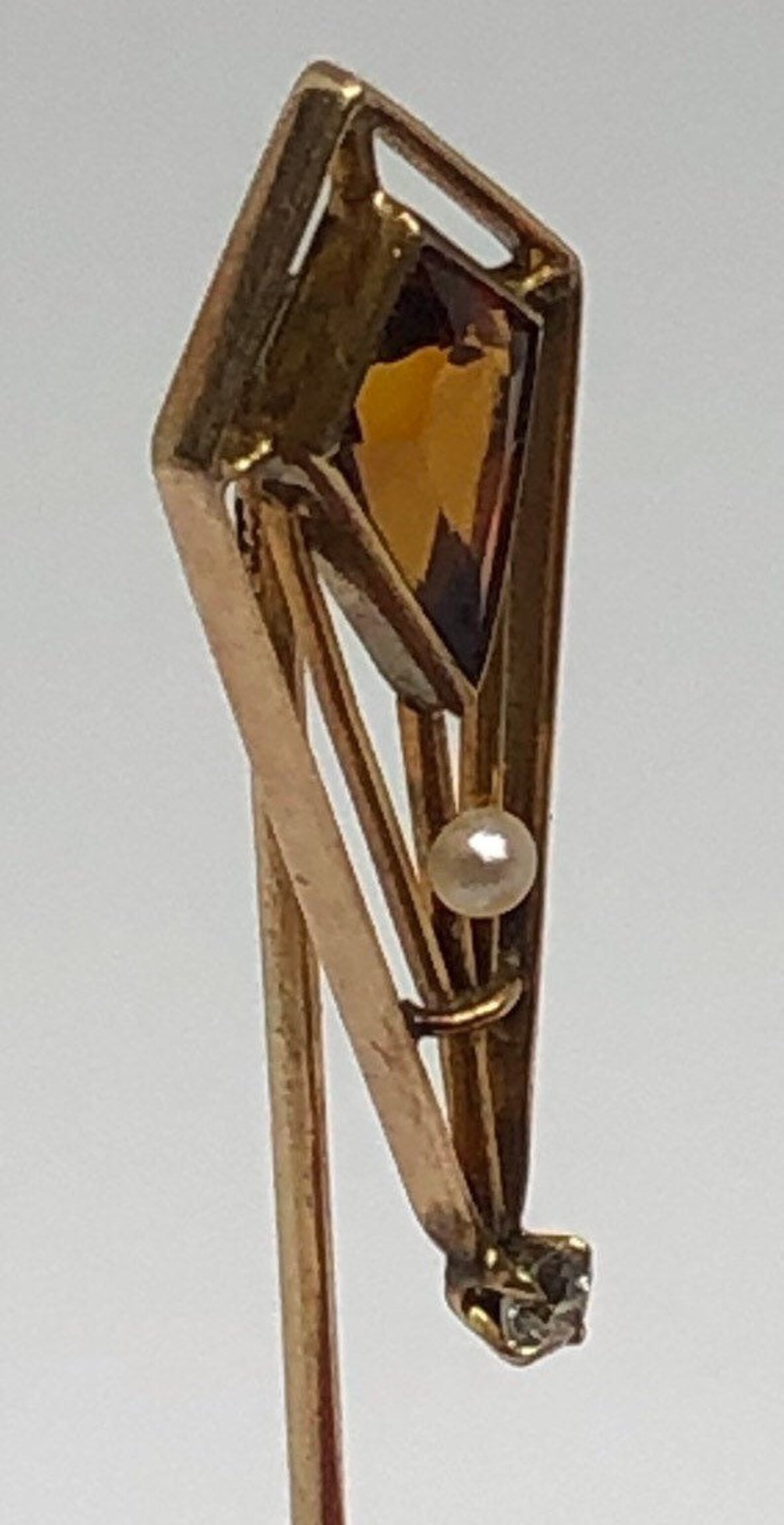14K Gold Hat Pin Gold Pearl Stick Pin - Etsy