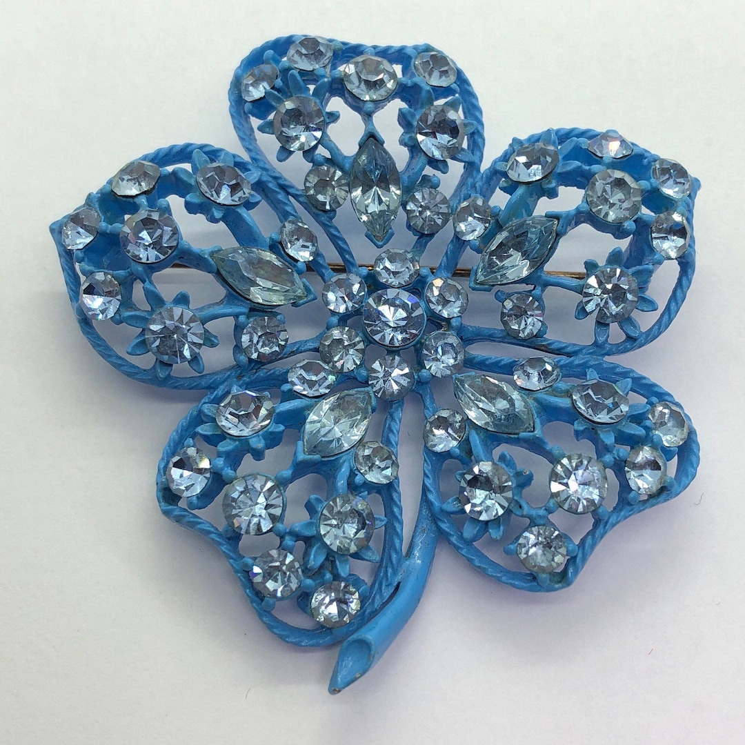 Forget Me Nots Flower Brooch, Forget Me Not Blue Enamel Flower Brooch ...