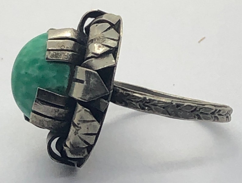 Stunning Silver Ring Signed Italy With A Green Larimar Stone Stone or ...