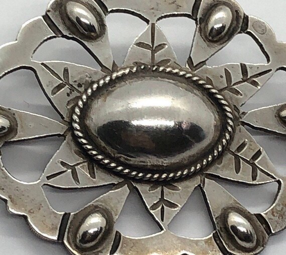 TAXCO Sterling Silver Concho Brooch, Mexico Signed Ta… - Gem