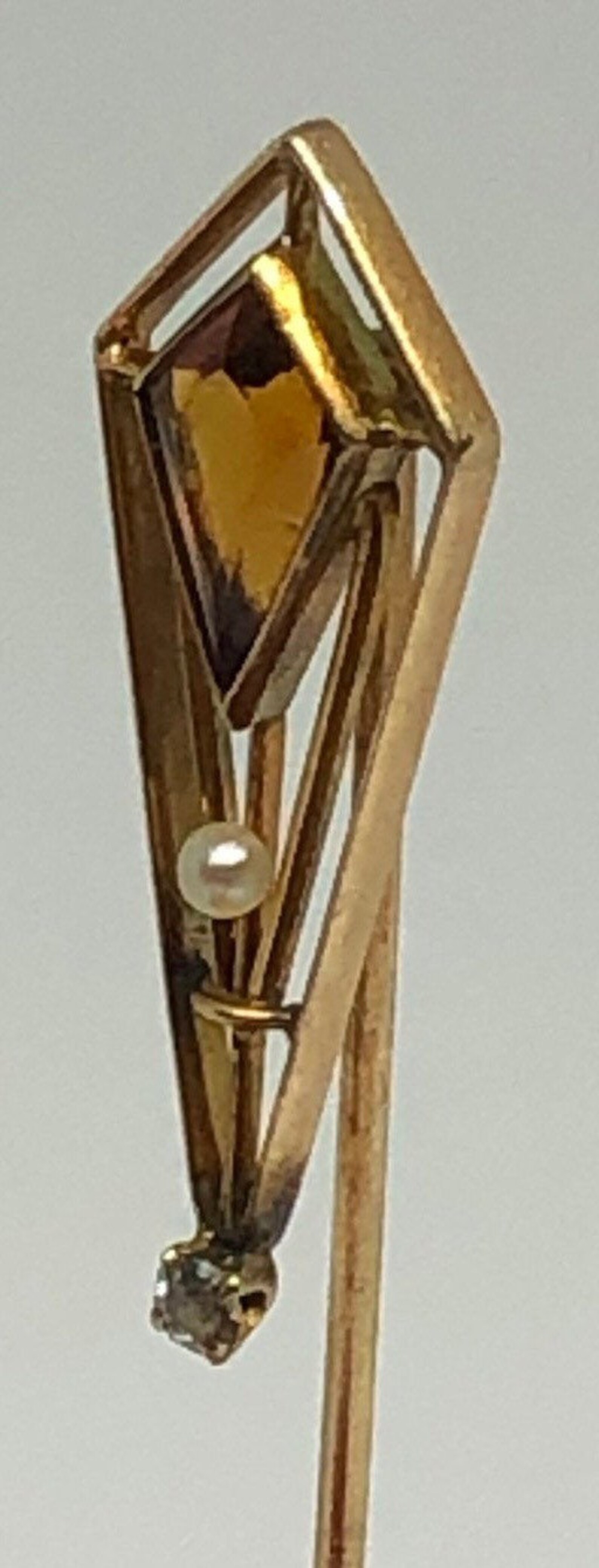 14K Gold Hat Pin Gold Pearl Stick Pin - Etsy