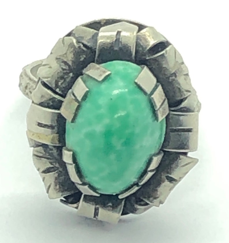 Stunning Silver Ring Signed Italy With A Green Larimar Stone Stone or ...