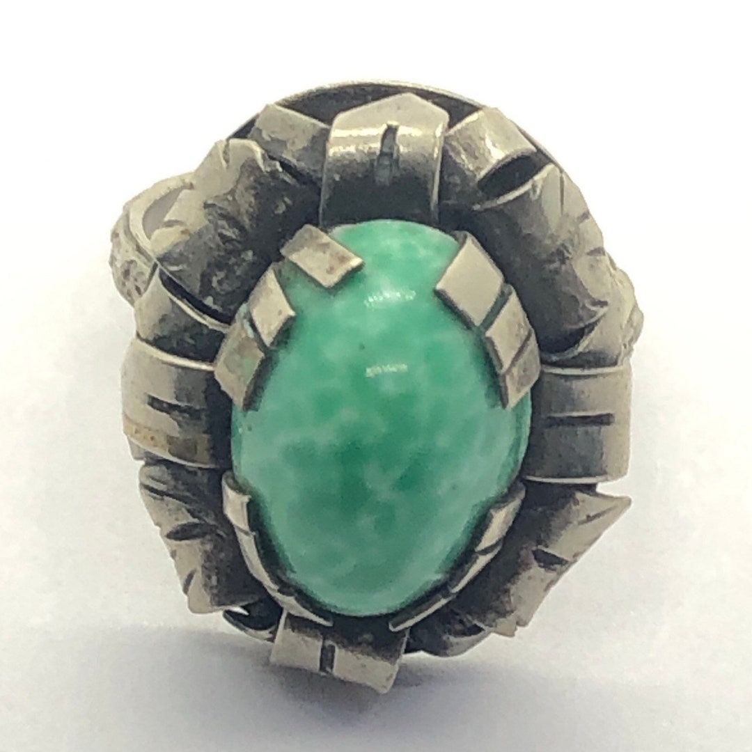 Stunning Silver Ring Signed Italy With A Green Larimar Stone Stone or ...