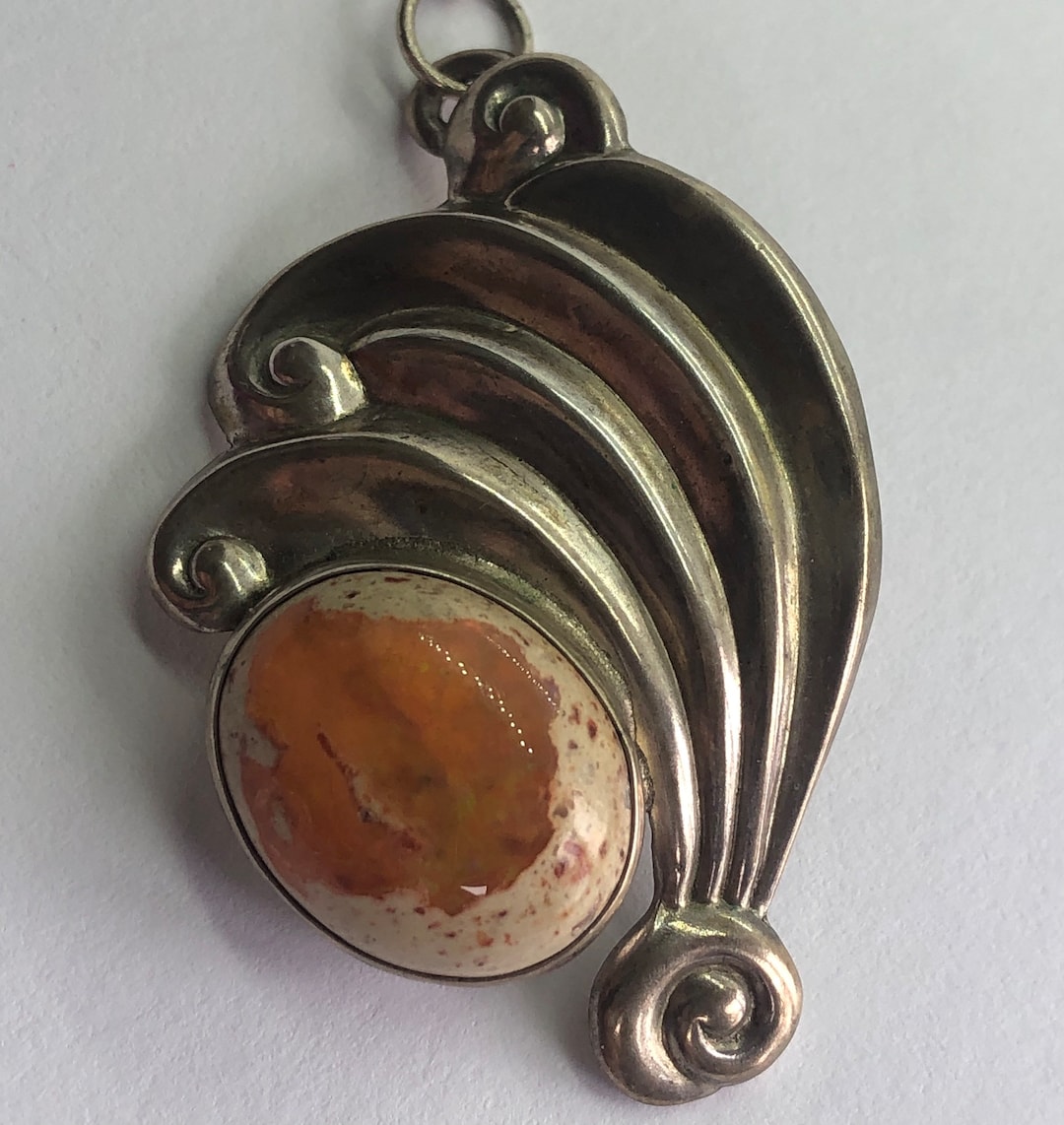Sterling Silver Fire Agate Necklace, HOWARD M. TEFFT Fire Agate ...