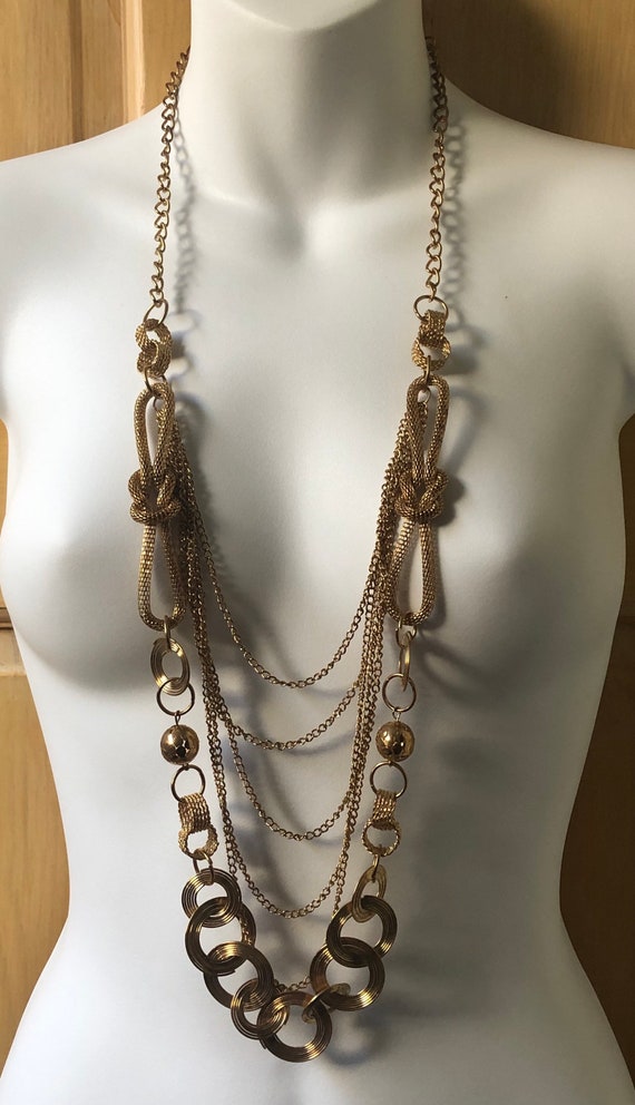 Vintage Long Chain Necklace, Layered Chain Necklace, … - Gem