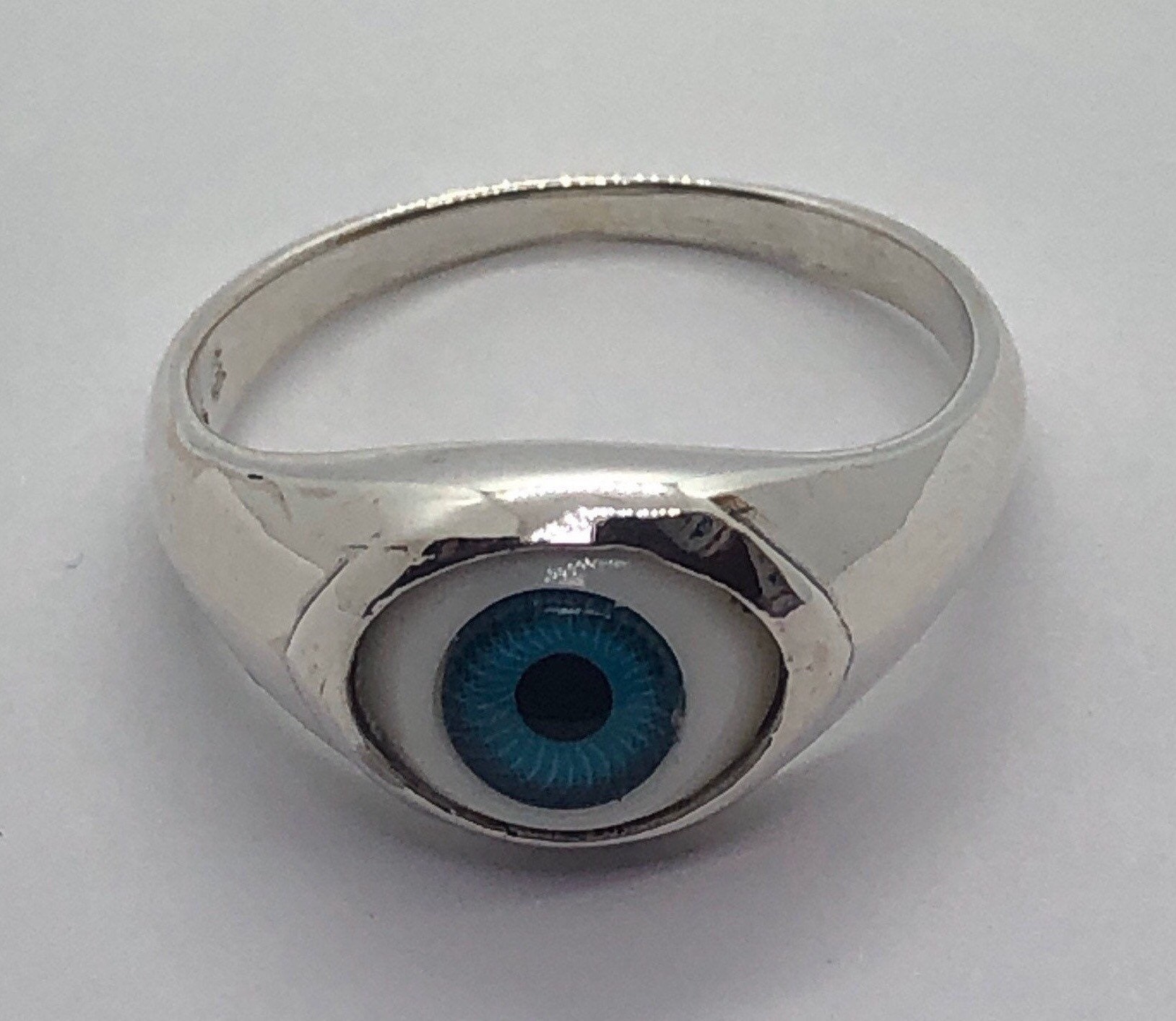Evil Eye Ring Silver Blue Eye Ring Size 6 Eye Ring Size 10 - Etsy