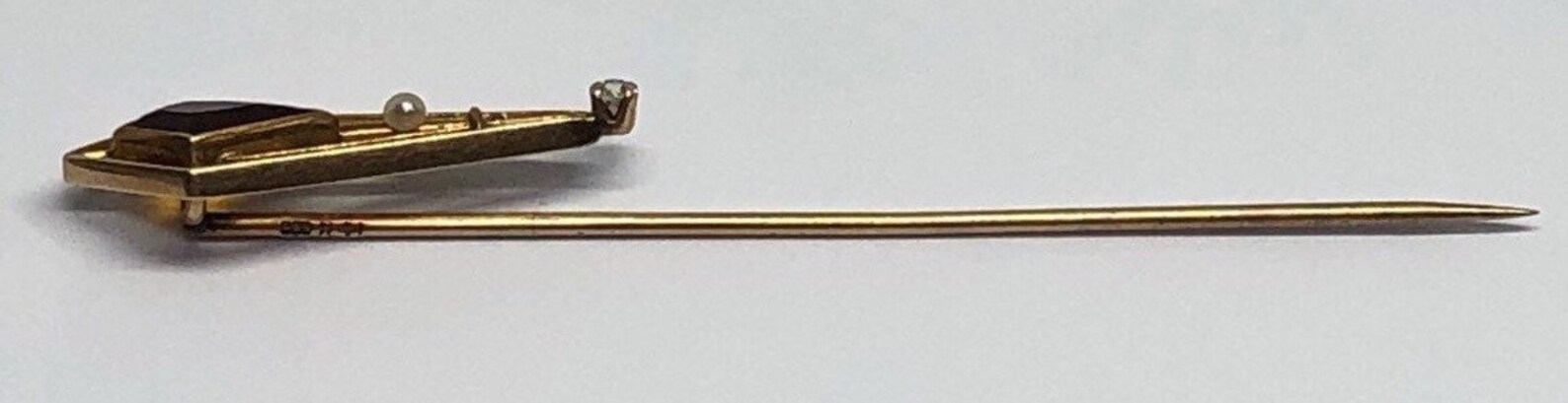 14K Gold Hat Pin Gold Pearl Stick Pin - Etsy