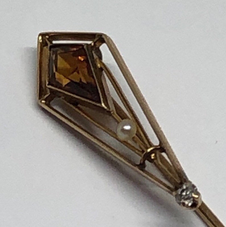 14K Gold Hat Pin Gold Pearl Stick Pin - Etsy