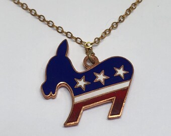 Political Jewelry Democrat Donkey Pendant USA Election 2016 - Etsy